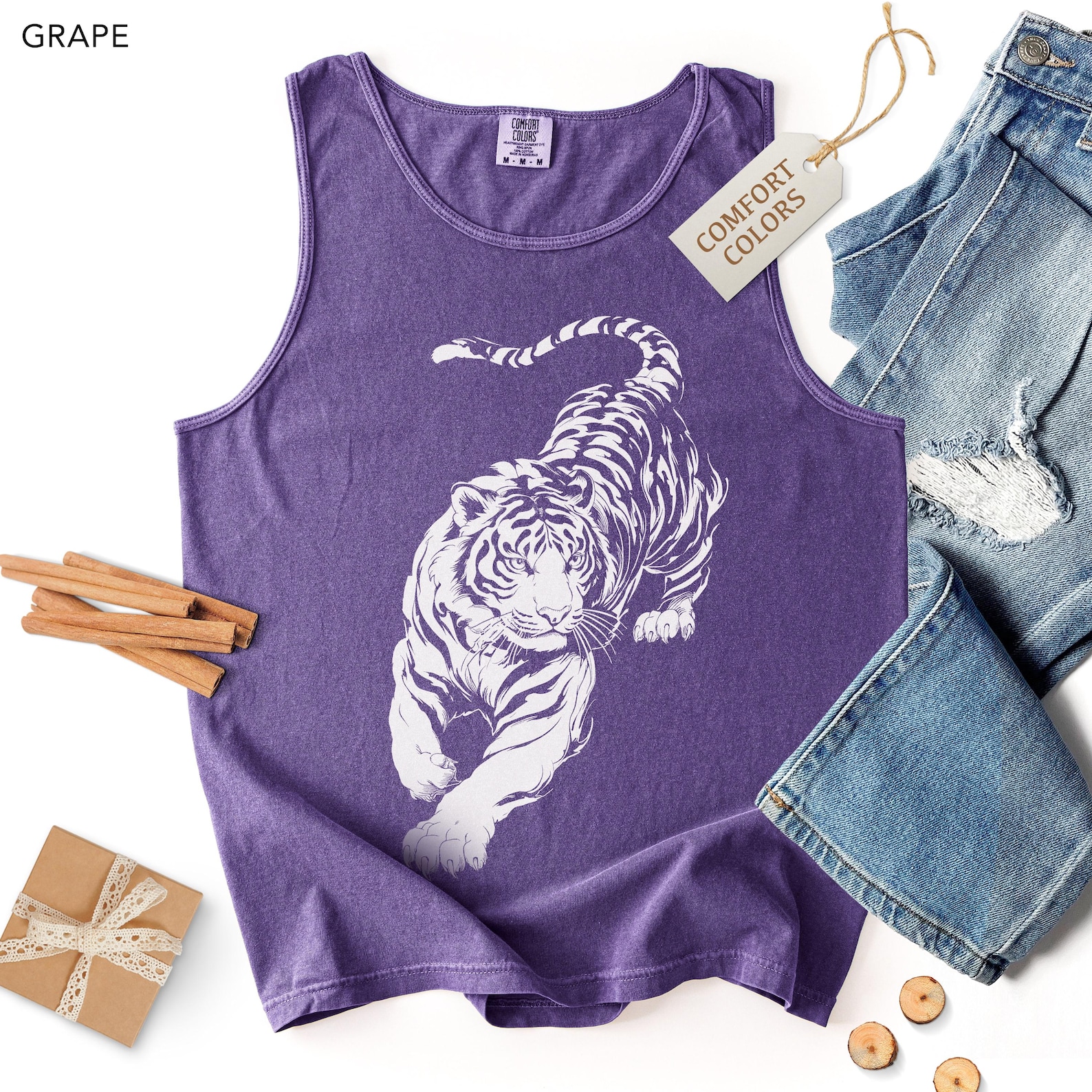 Vintage Tiger Tank Top Comfort Colors Tanks Cotton Men Women Tanktop ...