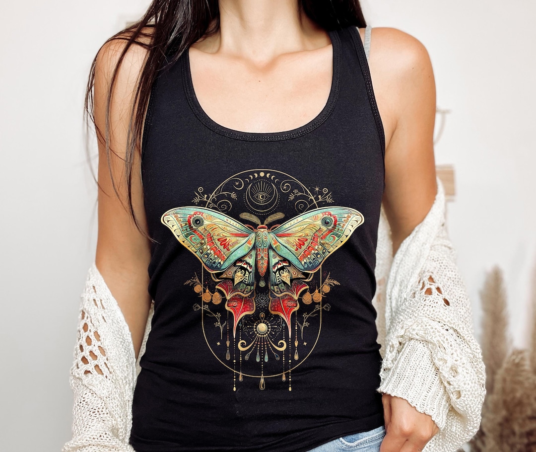 Moth Tank Top, Celestial Butterfly Women's Racerback Tank, Mystical ...