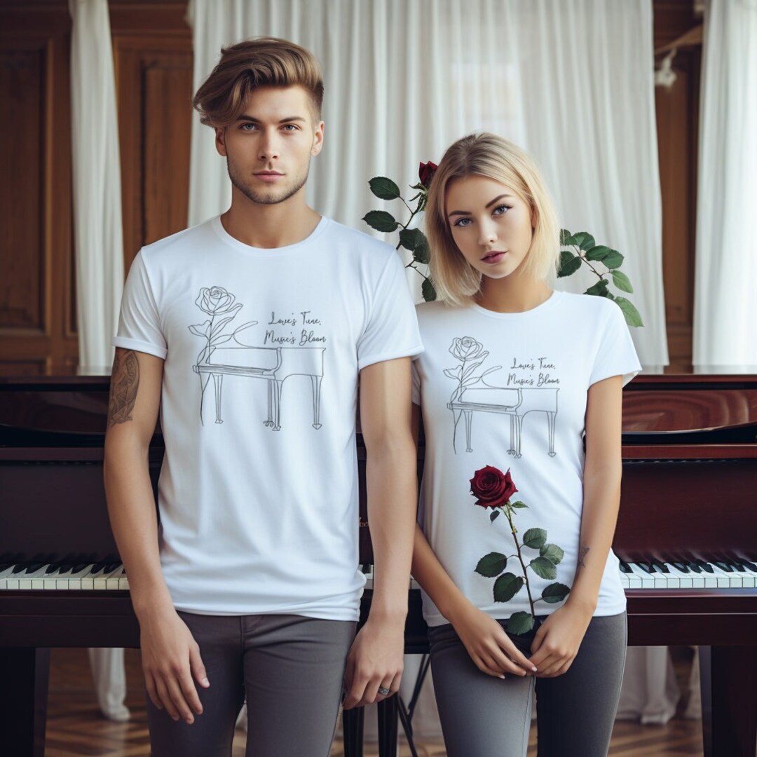 Piano T-shirt, Inspirational Gift for Pianist, Musician Shirt, Rose ...