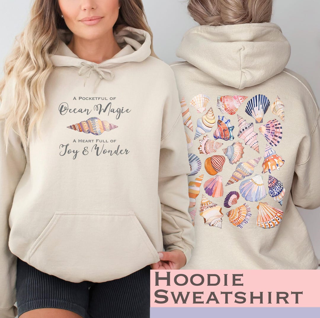 Seashells Sweatshirt Hoodie Shell Sweater Back Print Beach Hoodies ...