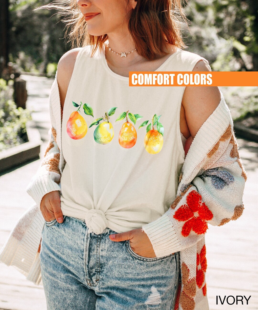 Mango Tank Top With Positive Sayings, Cute Fruity Comfort Colors Top ...