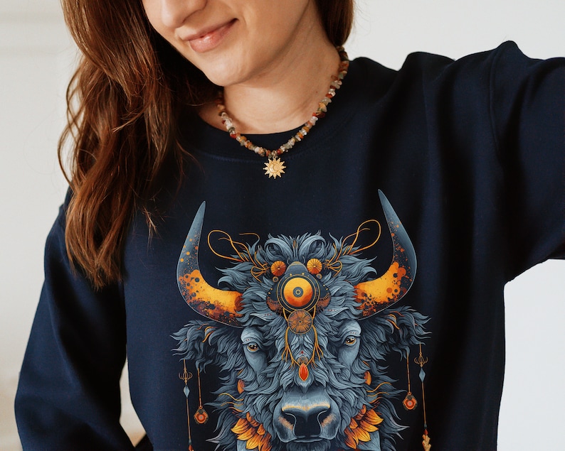 Buffalo Sweatshirt, Bison Spirit Animal Totem Sweater, Shamanic Power ...