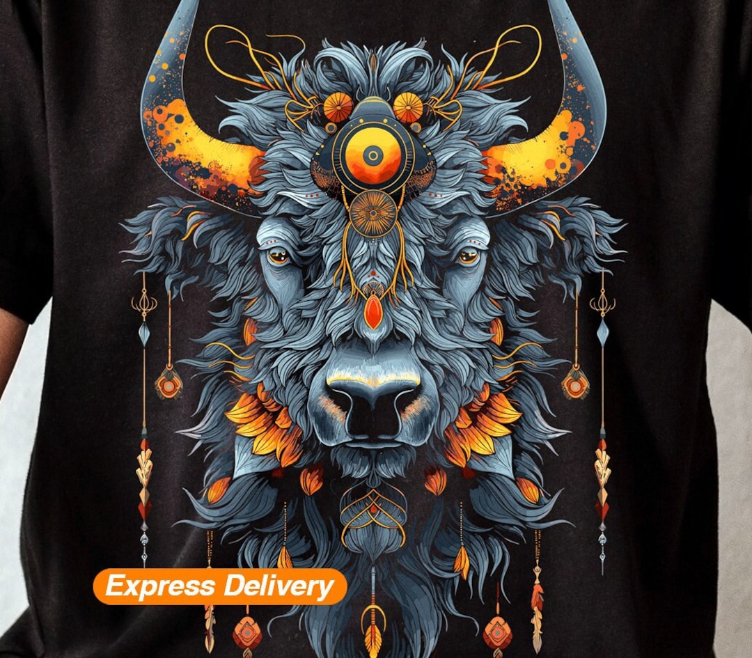Bison Shirt, Buffalo T-shirt, Tribal Spirit Animal Tee, Shamanic Spirit ...