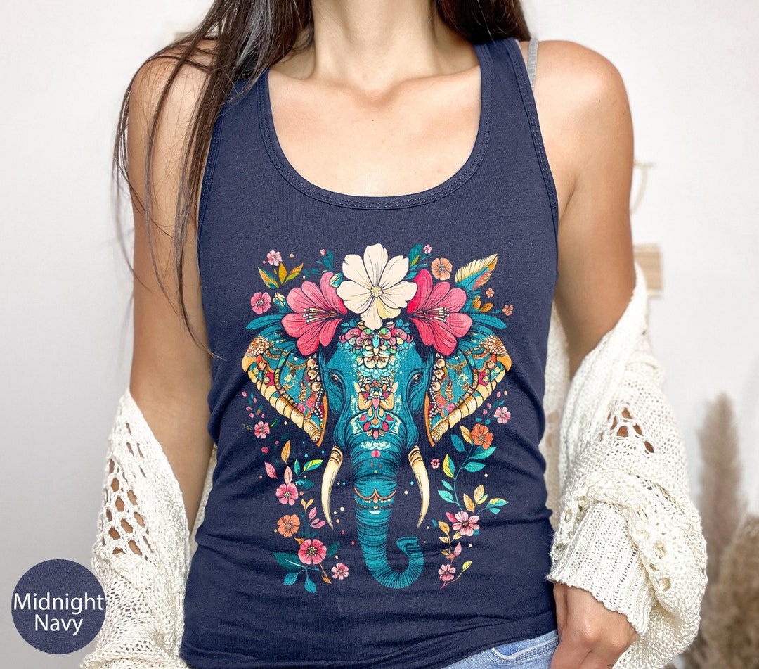 Elephant Tank Top, Yoga Tops for Women Racerback Tank, Soft Lightweight ...