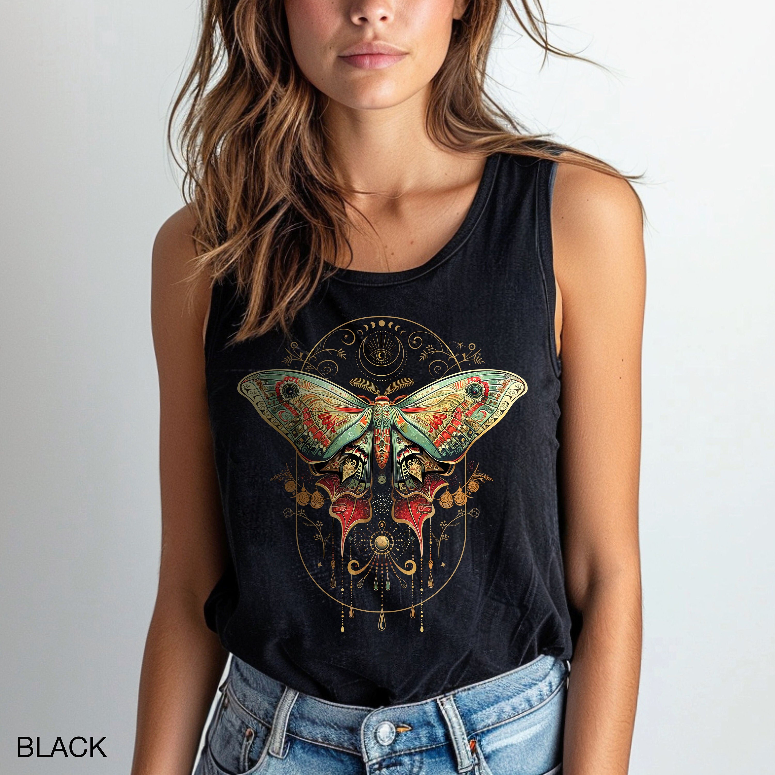 Moth Comfort Colors Tank Top, Mystical Luna Moth Tanks, Celestial ...