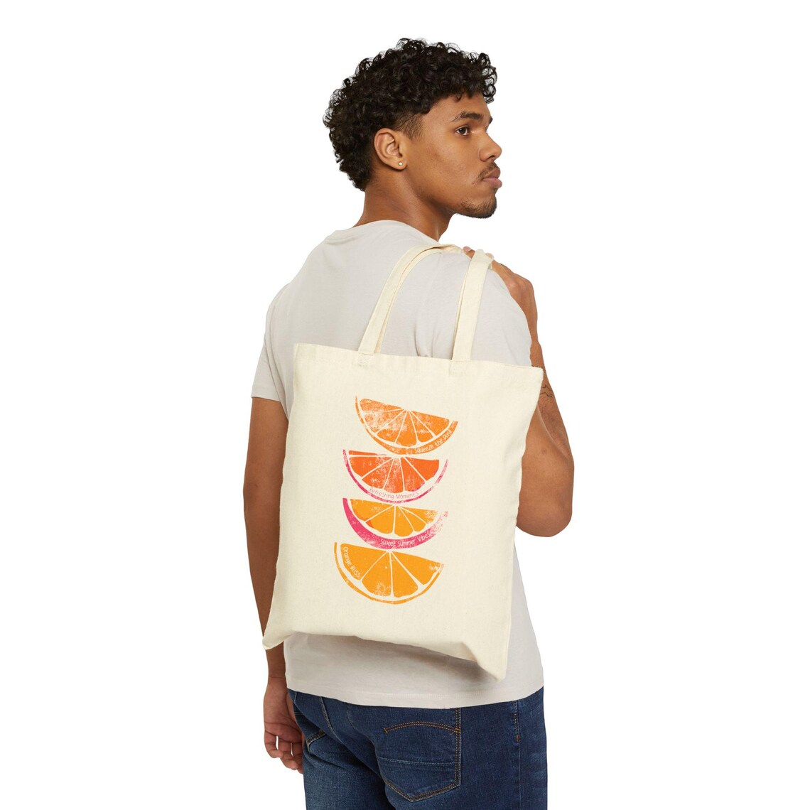 Orange Slices Tote Bag, Vintage Citrus Fruits Foldable Reusable Grocery ...