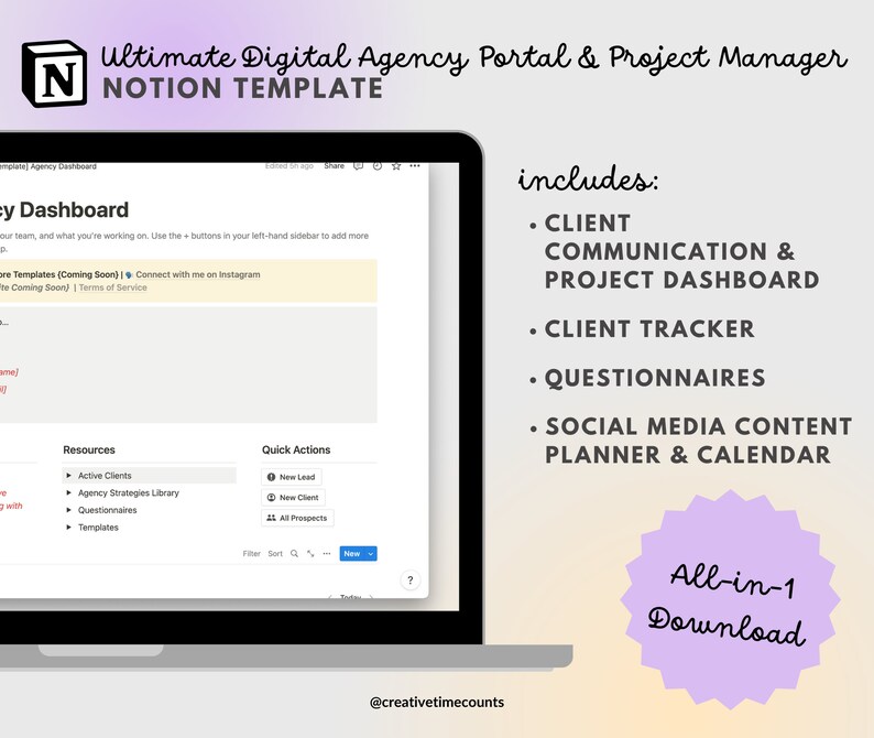 Notion Template, Ultimate Digital Agency Portal, Notion Dashboard ...