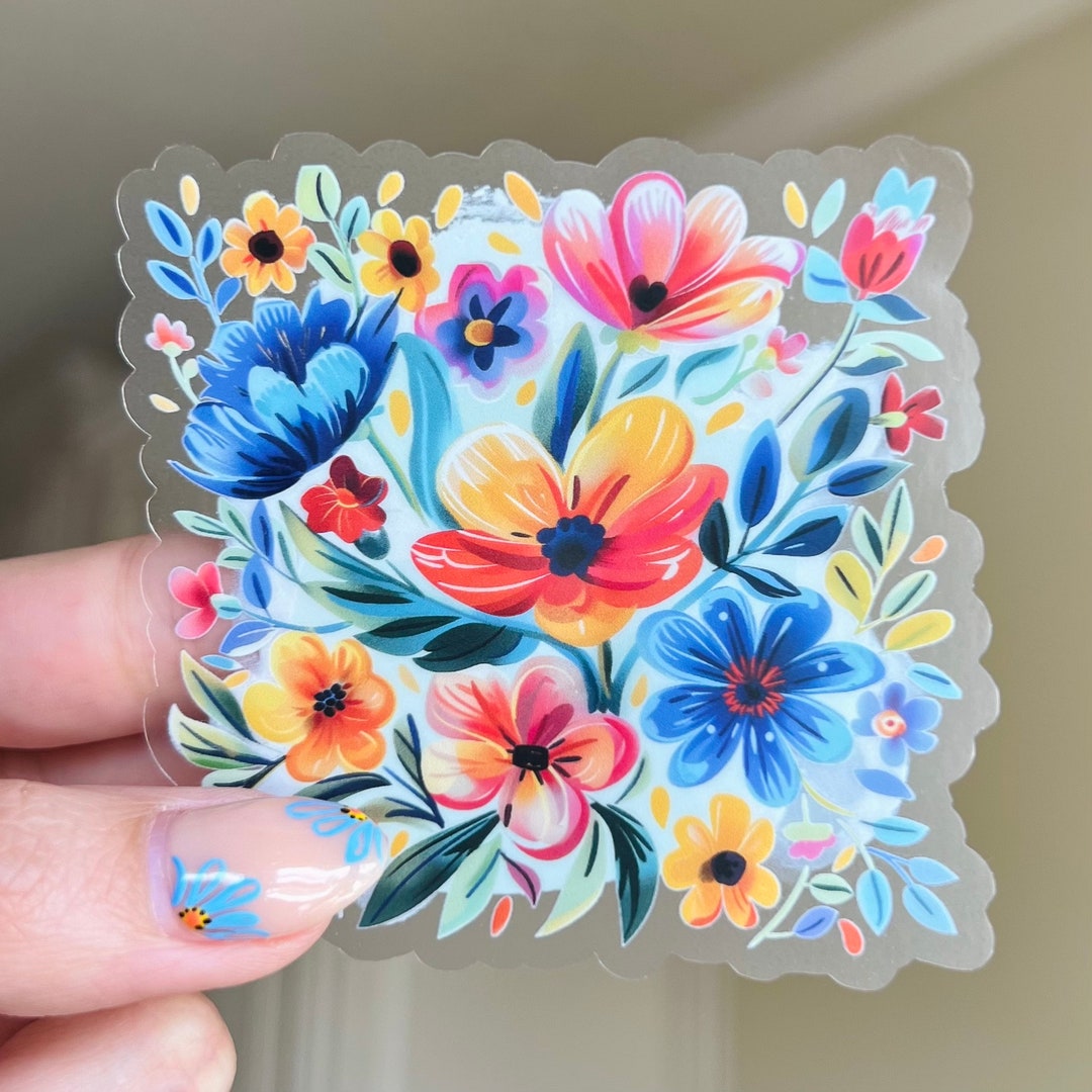 Flower Pattern Vinyl Sticker Floral Sticker Floral Water Bottle ...