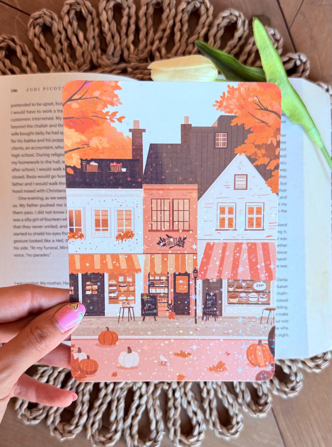 Cozy Fall Town Kindle Insert for Kindle Clear Case, Fall Holographic ...