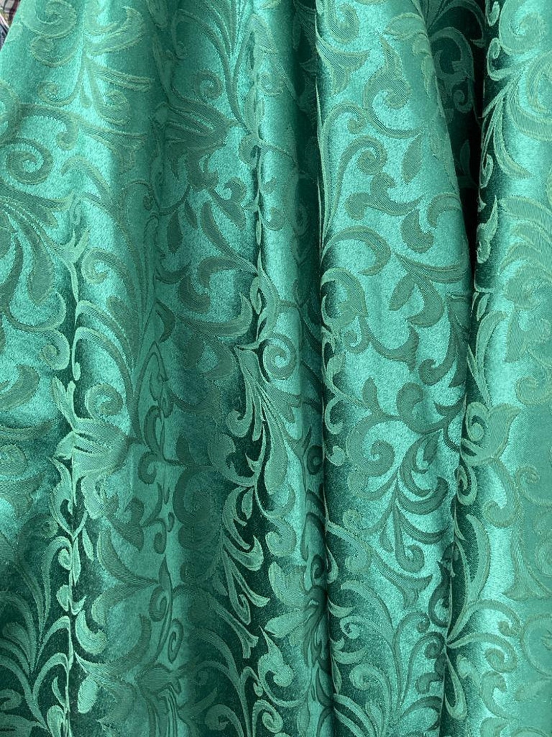 EMERALD GREEN BROCADE Fabric - Etsy