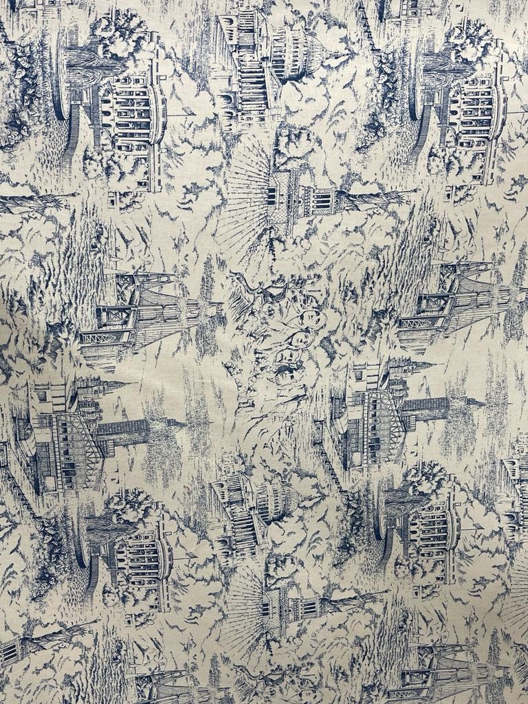 NAVY BLUE WHITE Toile Usa Fabric - Etsy