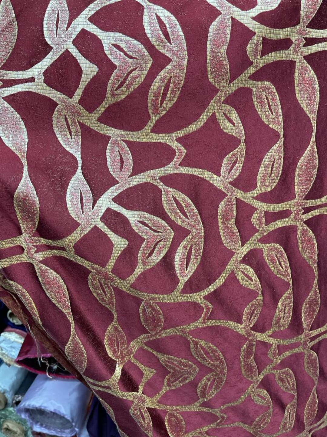 Red Gold UPHOLSTERY FABRIC - Etsy