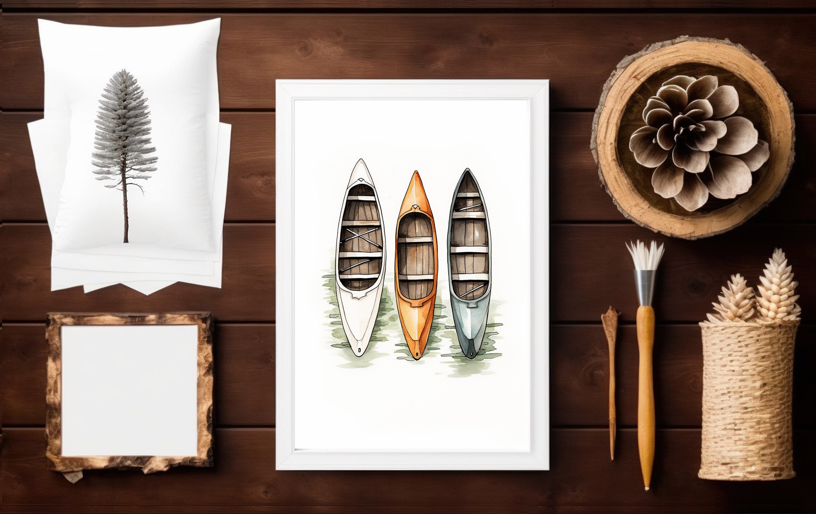 Three Canoes Watercolor Print Watercolor Canoe Art Kayak - Etsy