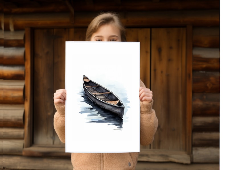 Canoe on the Water Watercolor Print, Rustic Watercolor, Lake Life ...