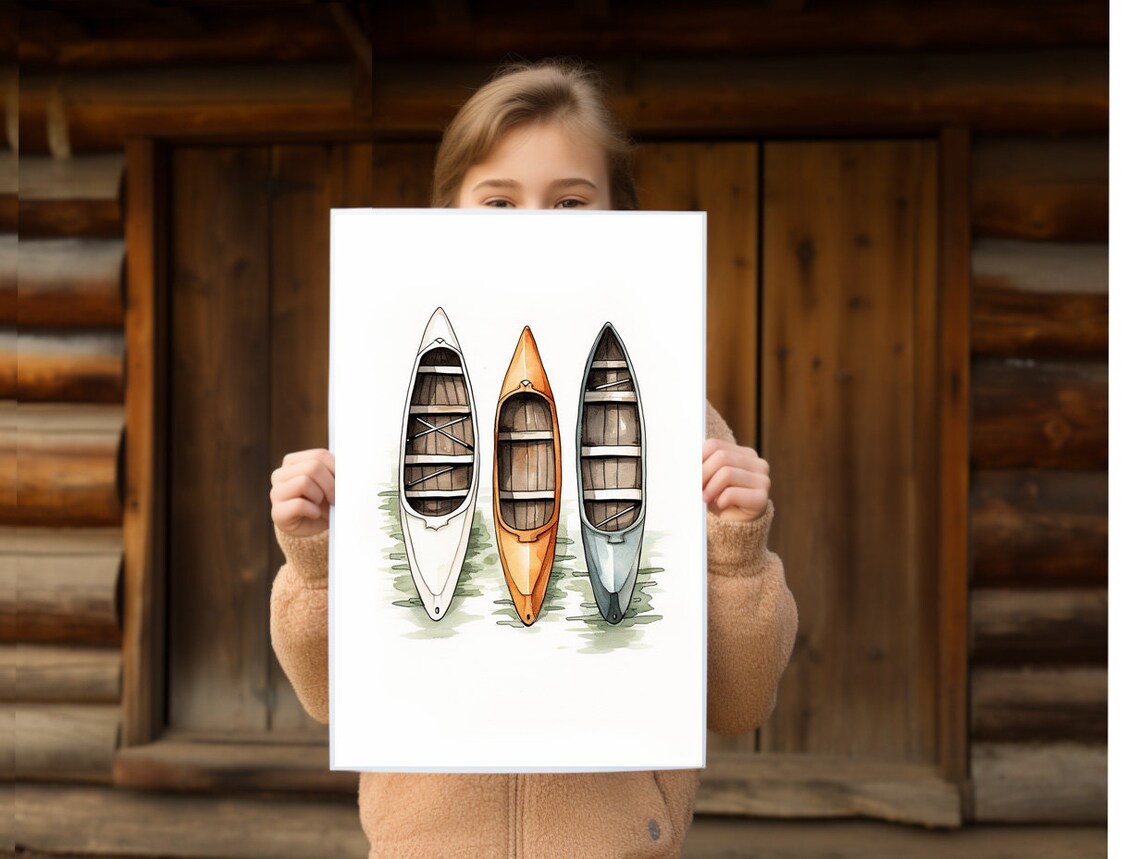 Three Canoes Watercolor Print Watercolor Canoe Art Kayak - Etsy