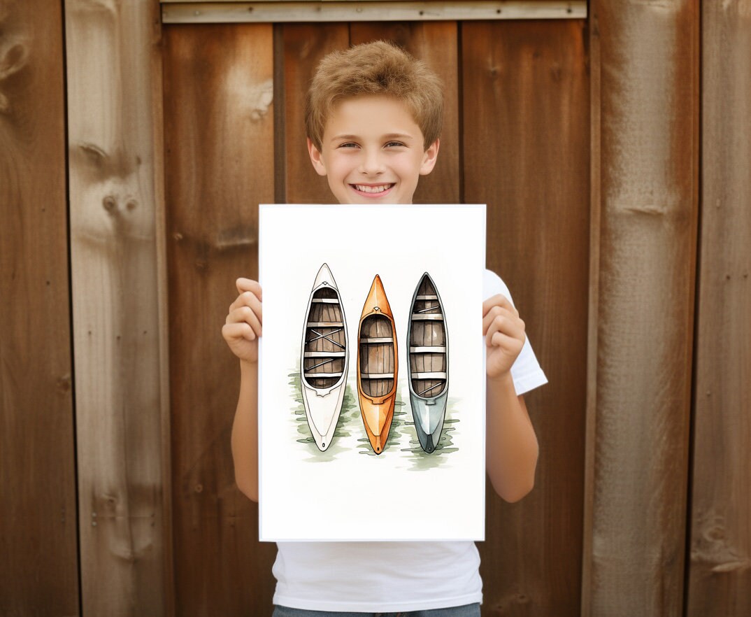 Three Canoes Watercolor Print Watercolor Canoe Art Kayak - Etsy