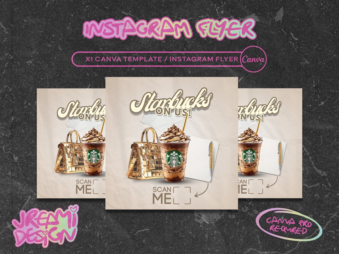 Instagram Flyer Template, Canva Template, Starbucks Flyer, Starbucks Design Template - Etsy UK