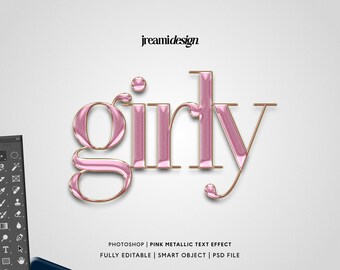 Photoshop Text Effect, Pink & Gold Metallic Text Effect - Etsy