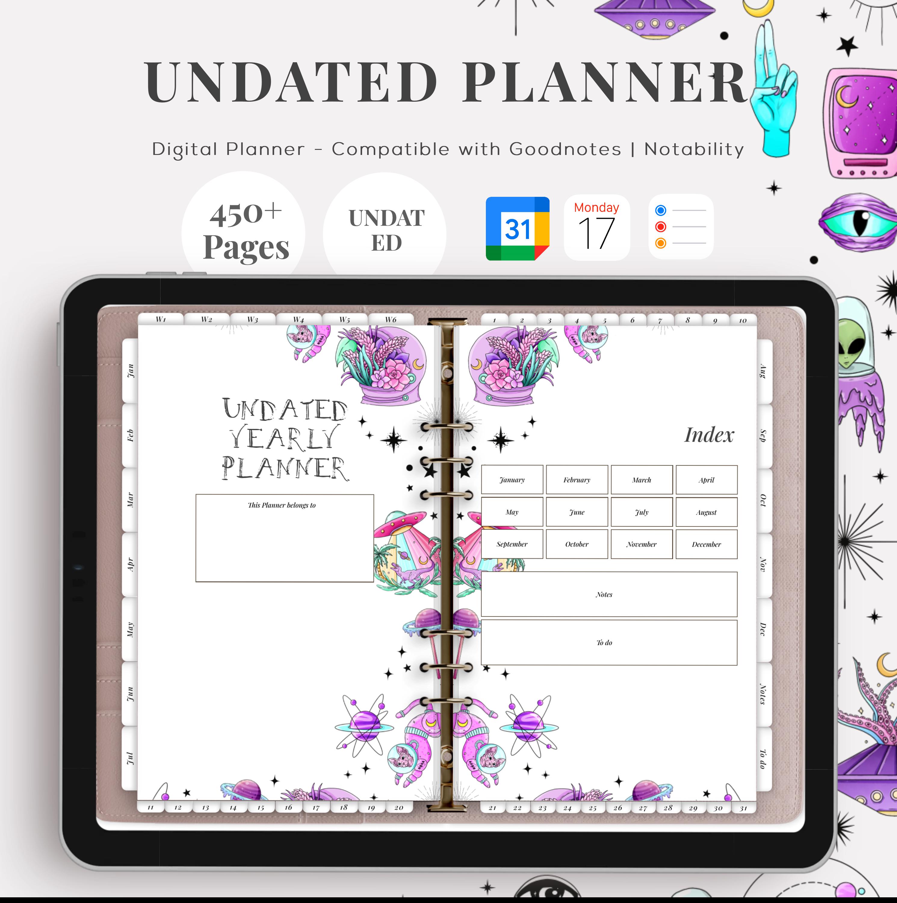 Undated Planner Digital Undated Planner Daily Digital Planner Digital ...