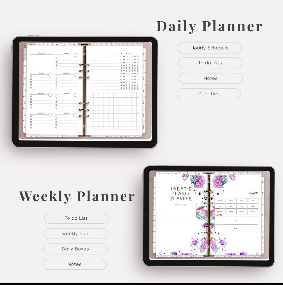 Undated Planner Digital Undated Planner Daily Digital Planner Digital ...