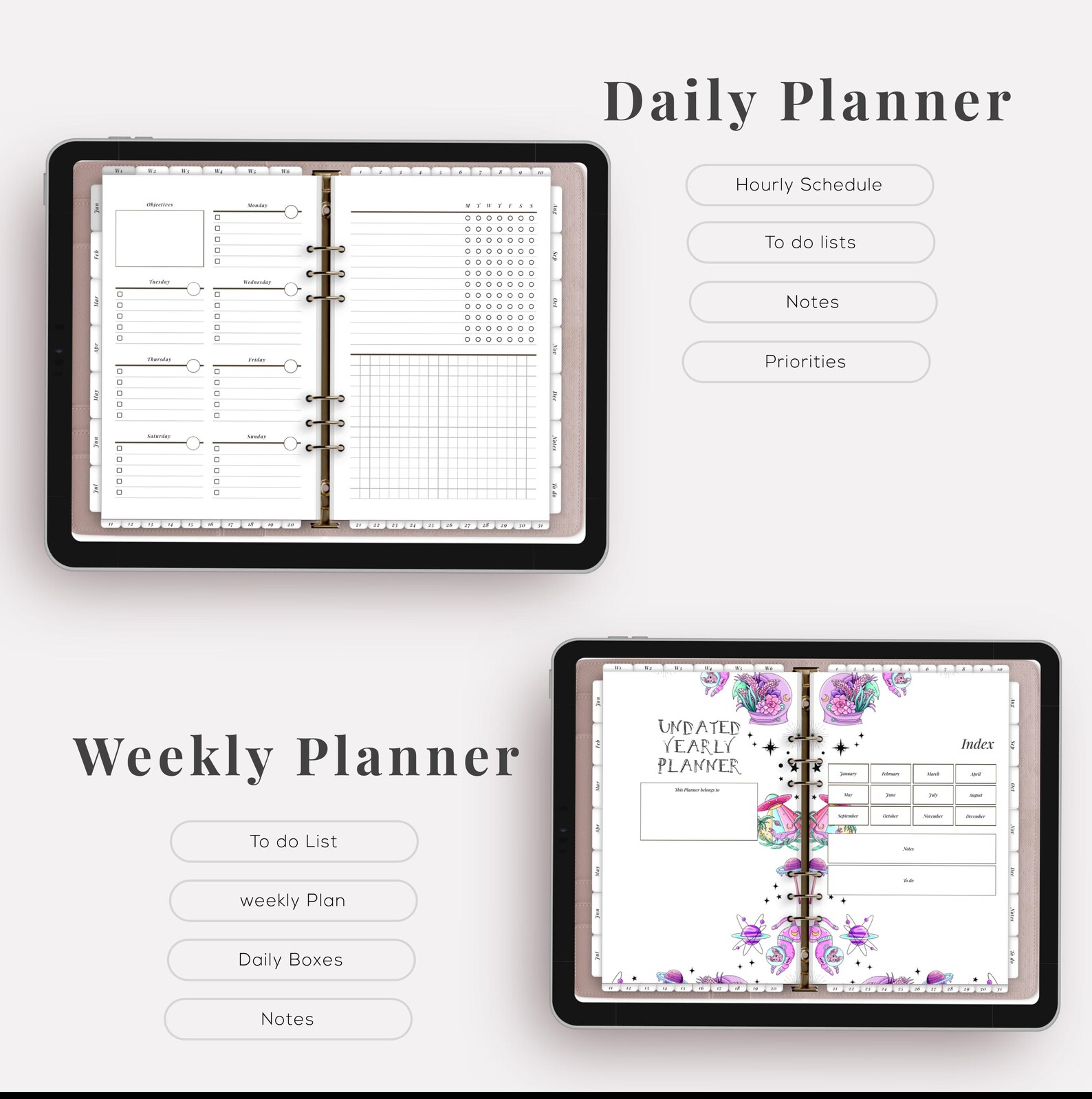 Undated Planner Digital Undated Planner Daily Digital Planner Digital ...