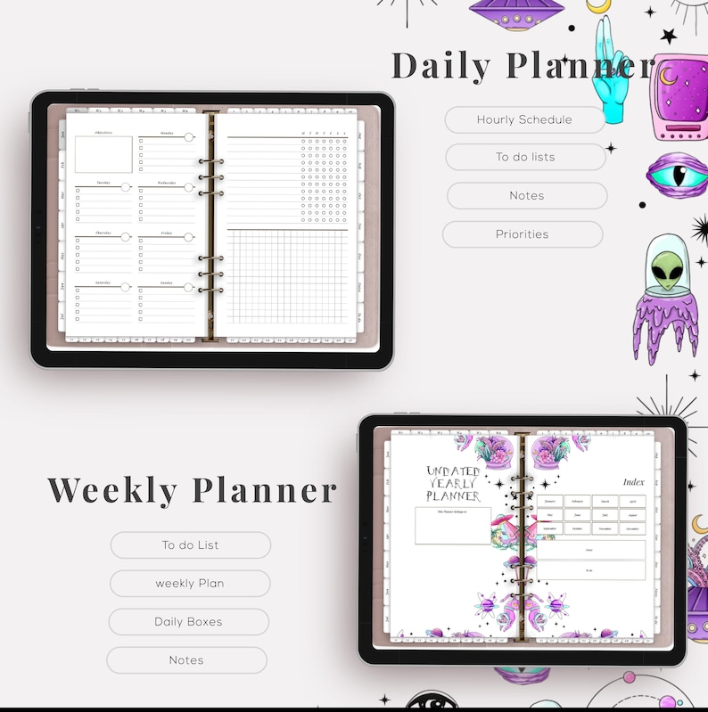 Undated Planner Digital Undated Planner Daily Digital Planner Digital ...