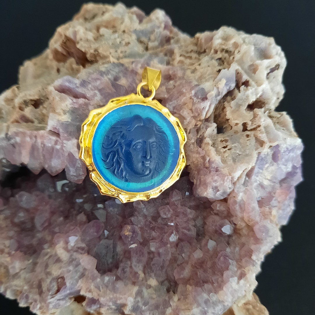 Intaglio Glass Apollo Pendant Glass Art Intaglio Silver Pendant Ancient ...