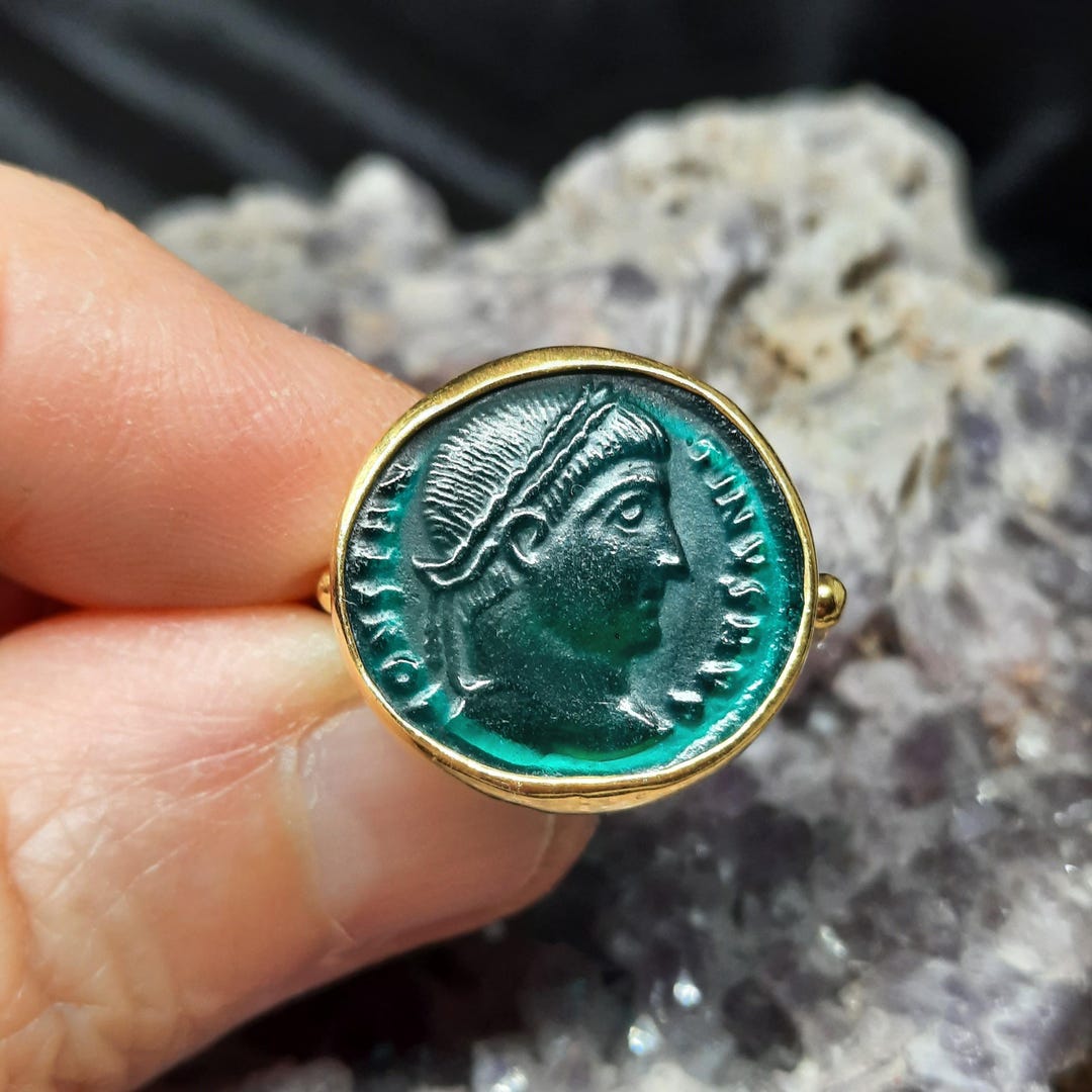 Intaglio Glass Constantine the Great Ring ,glass Art Intaglio Silver ...