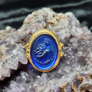 Intaglio Glass Saint Anthony Ring ,glass Art Intaglio Silver Ring ...