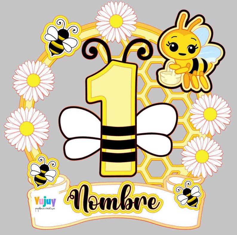 Cake topper 3D - Bee, Abeja, abejita - Formato Studio, Archivo digital ...
