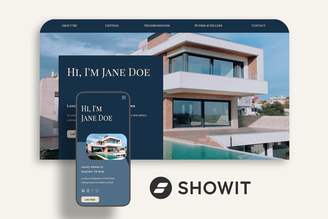 Real Estate Agent Website Template Customizable Realtor Branding Custom ...