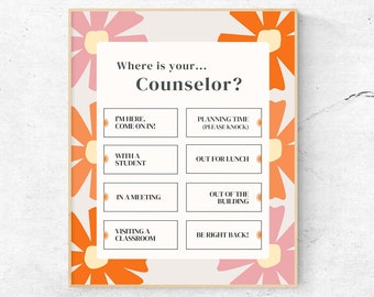 Where is Your School Psychologist Pink and Orange Floral Sign digital ...