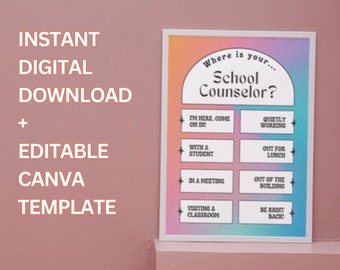 Where is Your School Counselor Checkered Sign (digital Download Version ...