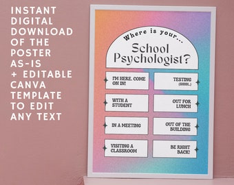 Where is Your School Psychologist Pink and Orange Floral Sign (digital ...