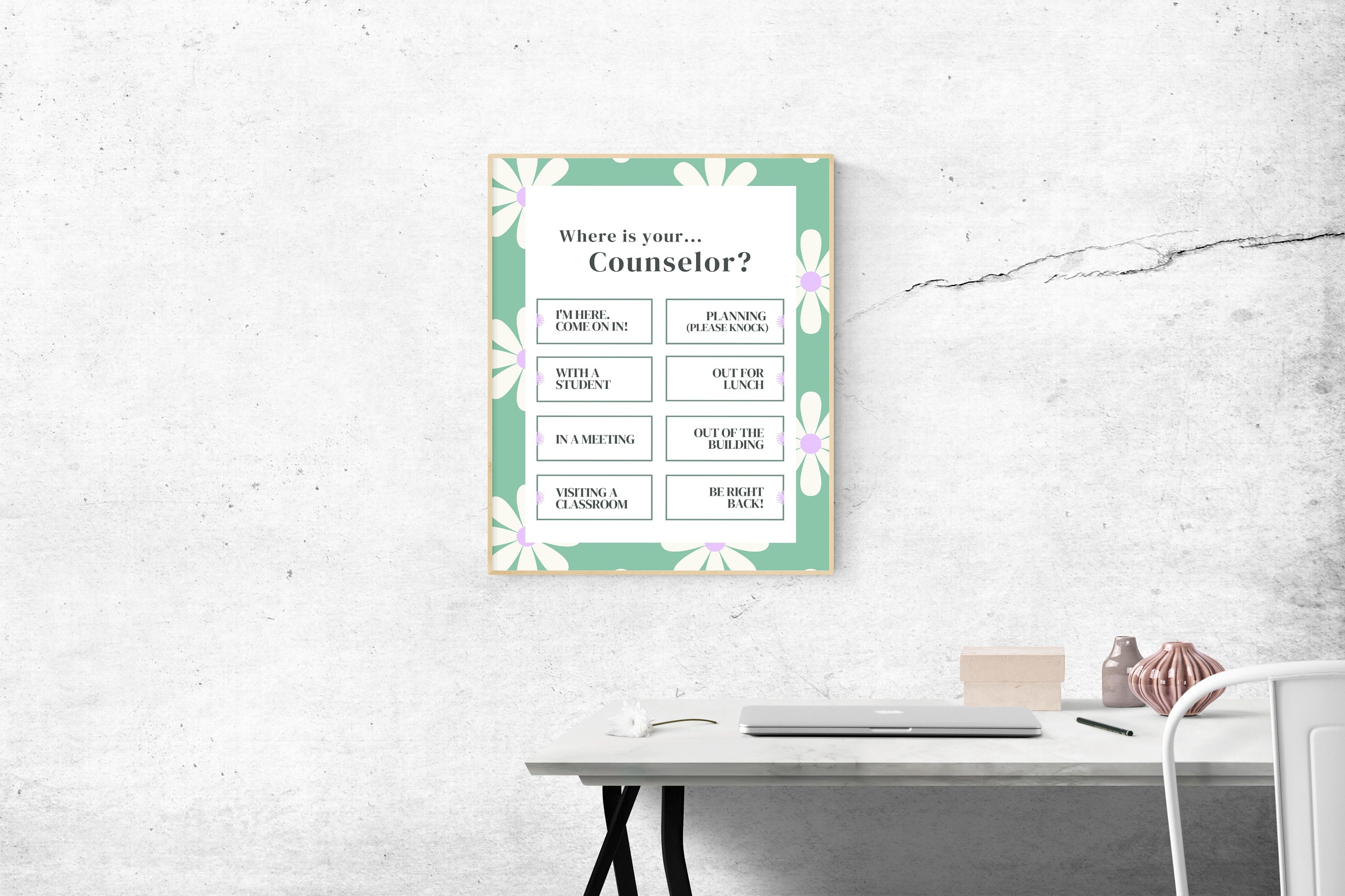 Where is Your Counselor Green and Purple Floral Sign (digital Download ...
