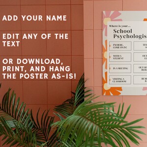 Where is Your School Psychologist Pink and Orange Floral Sign (digital ...