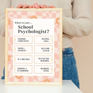 Where is Your School Psychologist Pink Checkered Sign (digital Download ...
