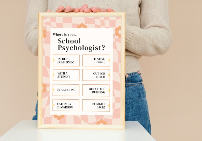 Where is Your School Psychologist Pink Checkered Sign (digital Download ...