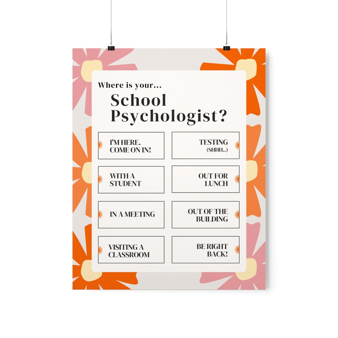 Where is Your School Psychologist Pink and Orange Floral Poster ...