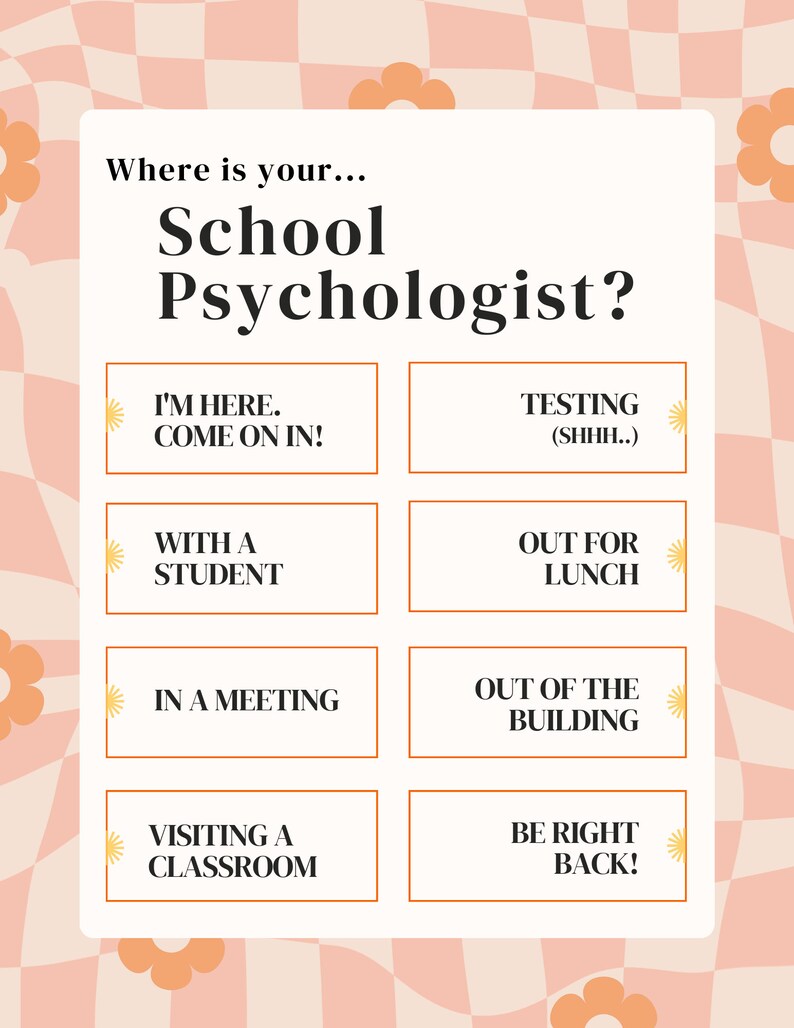 Where is Your School Psychologist Pink Checkered Sign (digital Download ...