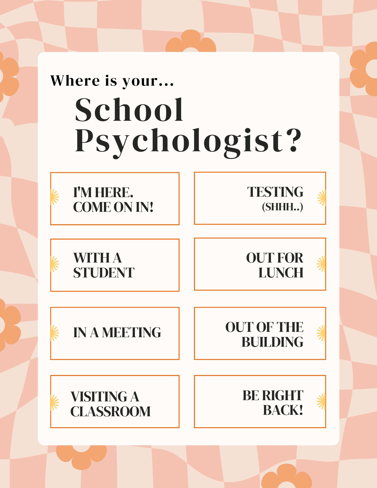 Where is Your School Psychologist Pink Checkered Sign (digital Download ...
