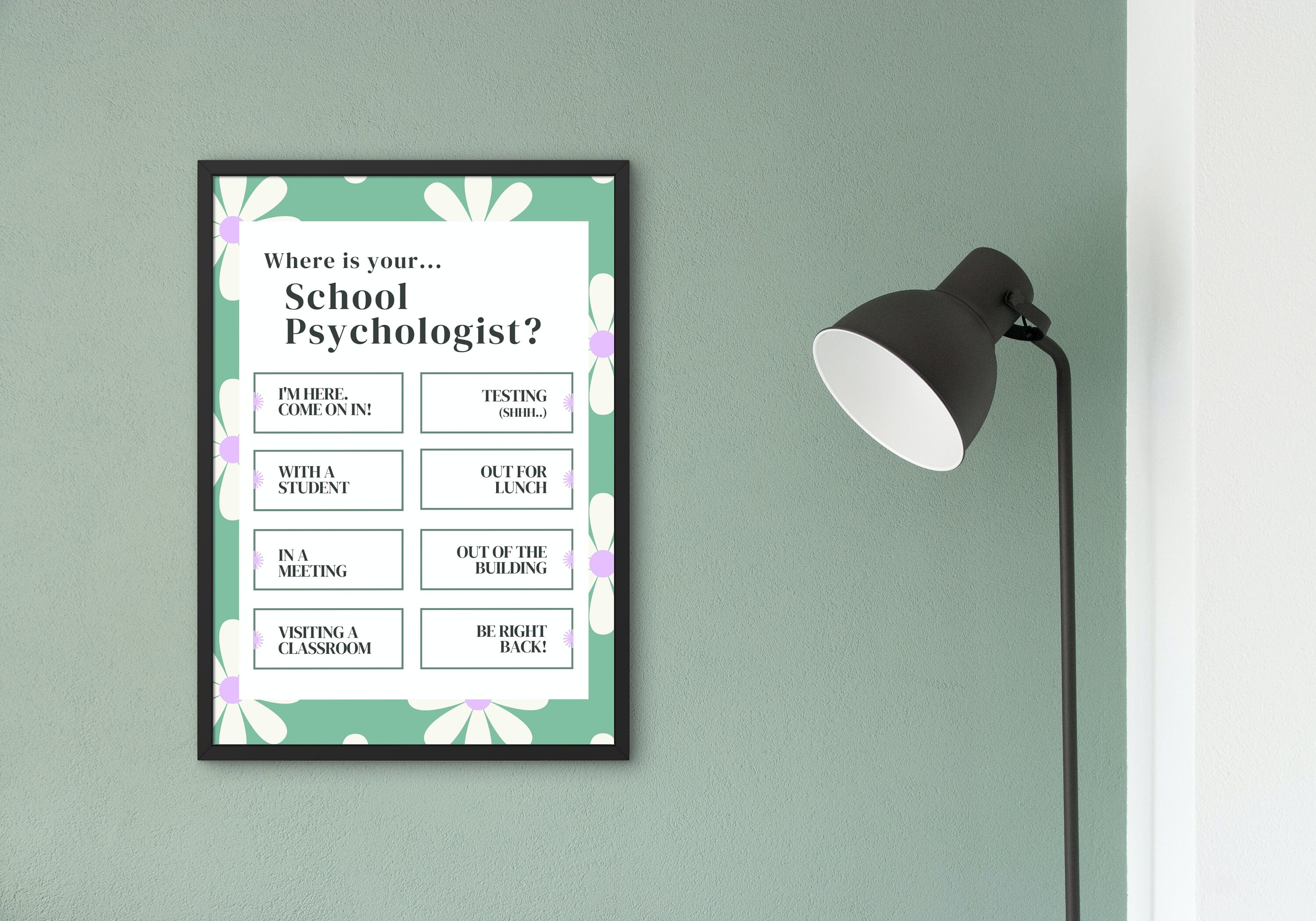 Where is Your School Psychologist Daisy Sign (digital Download Version ...