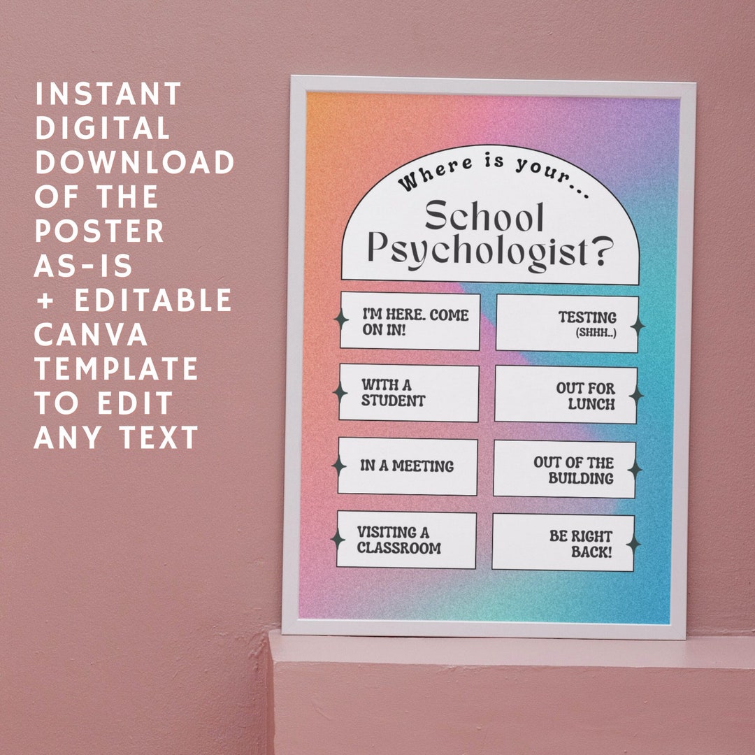 Where is Your School Psychologist Rainbow Sign (digital Download ...