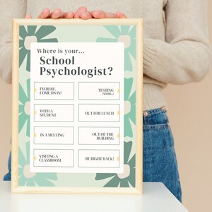 Where is Your School Psychologist Mint Floral Sign (digital Download ...