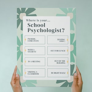 Where is Your School Psychologist Mint Floral Sign (digital Download ...