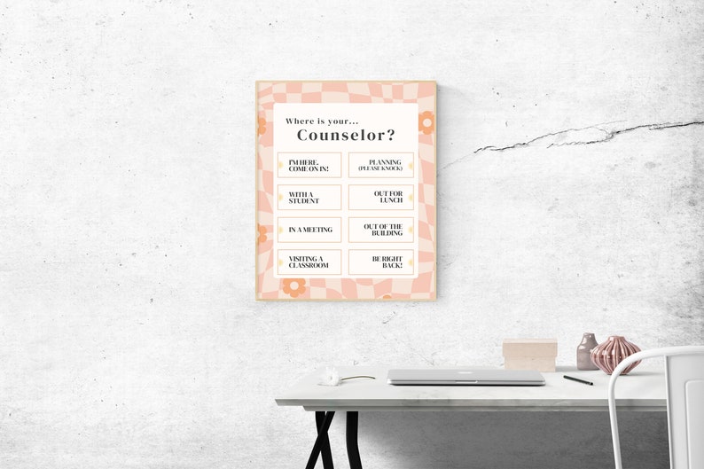 Where is Your School Counselor Pink Checkered Sign (instant Digital ...