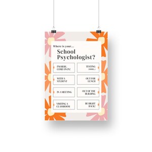 Where is Your School Psychologist Pink and Orange Floral Sign (digital ...