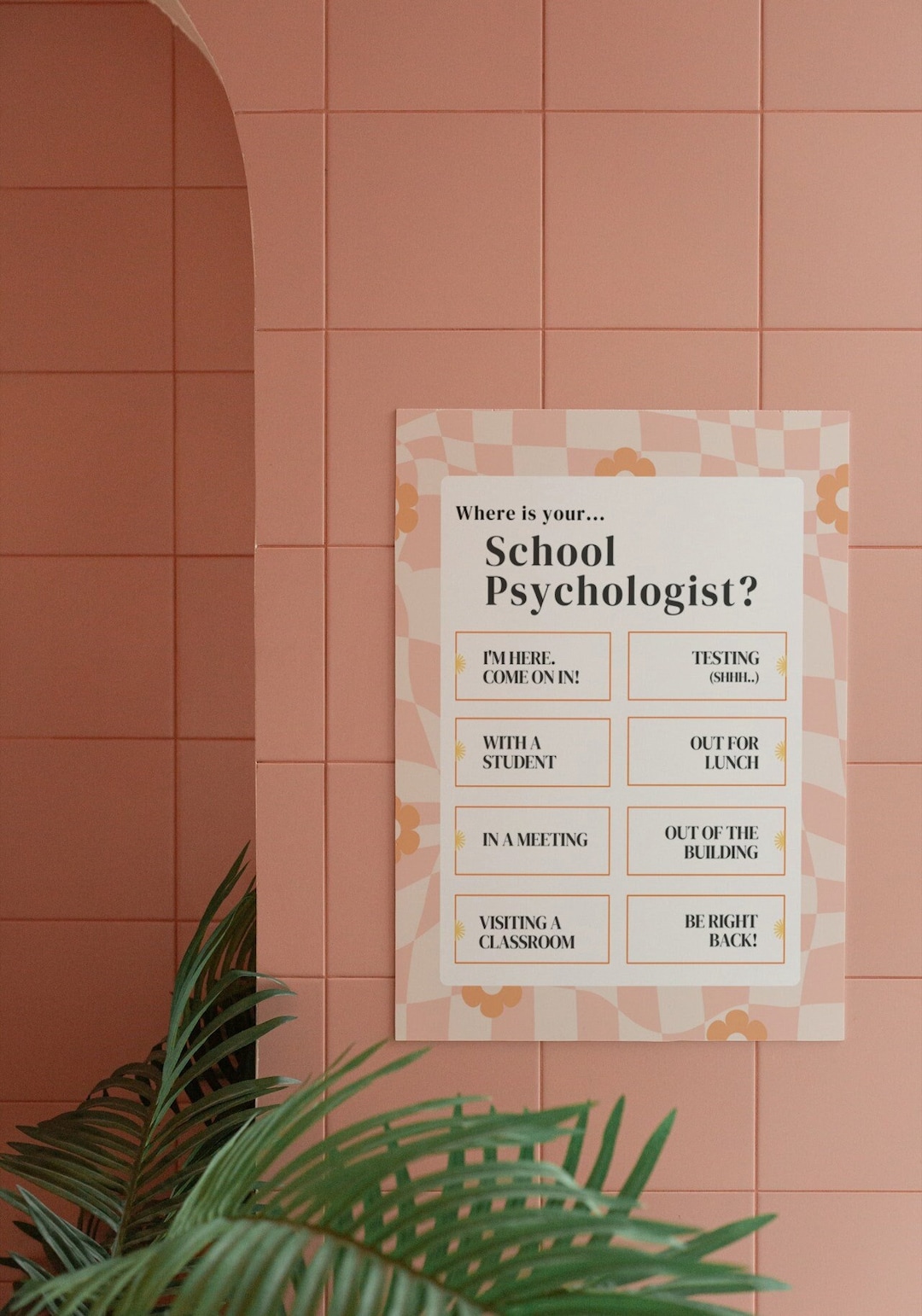 Where is Your School Psychologist Pink Checkered Sign (digital Download ...