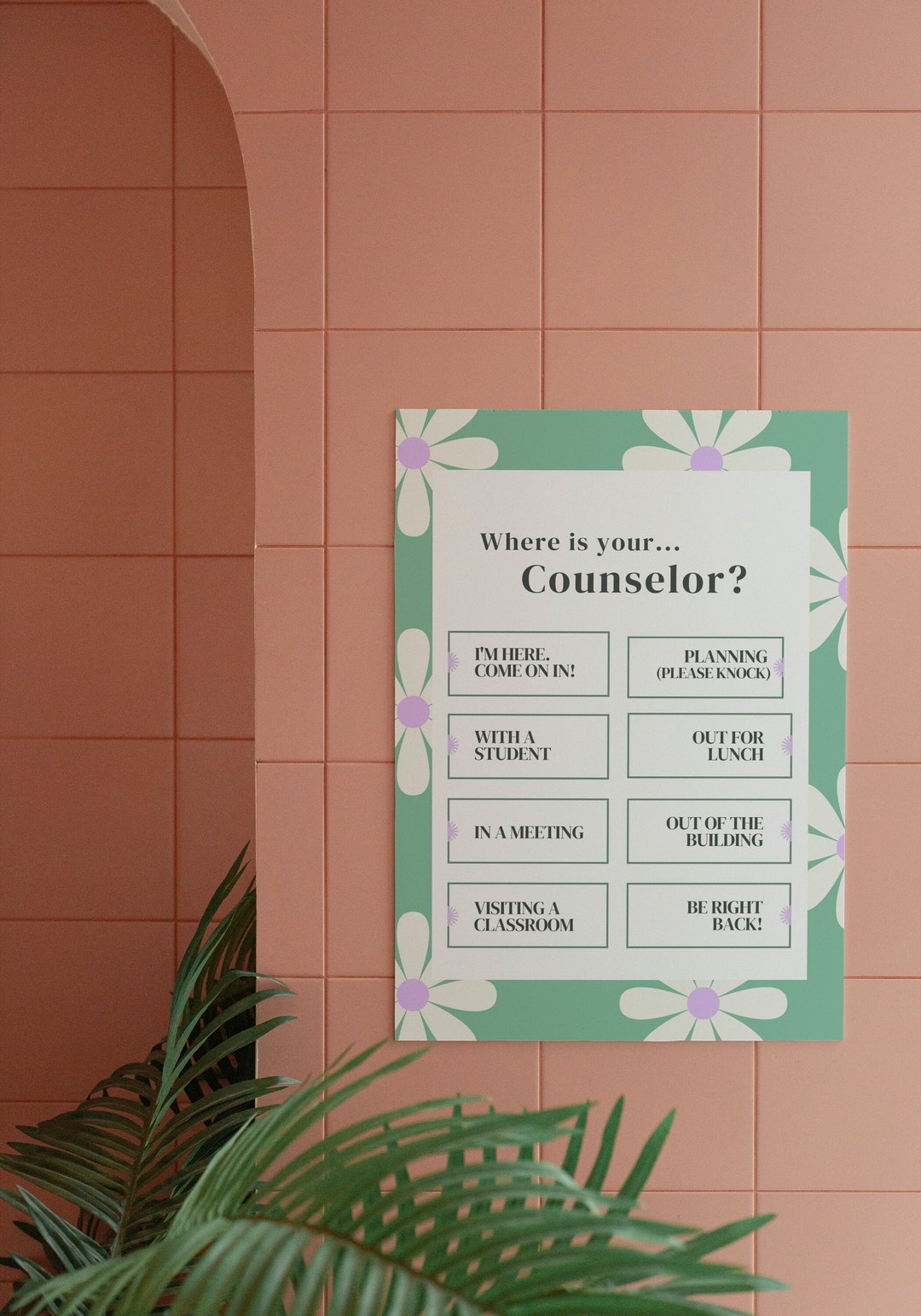 Where is Your Counselor Green and Purple Floral Sign (digital Download ...