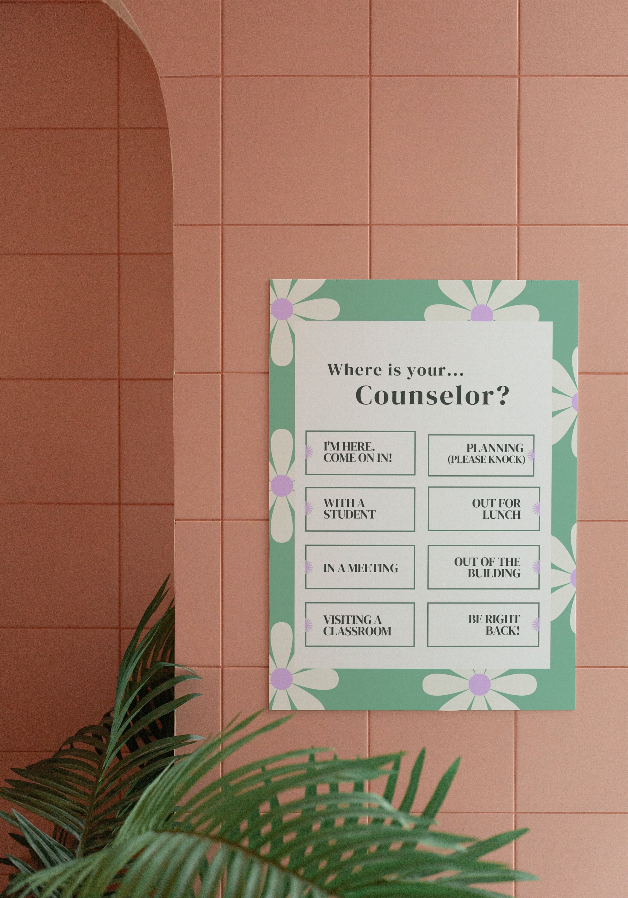 Where is Your Counselor Green and Purple Floral Sign digital - Etsy